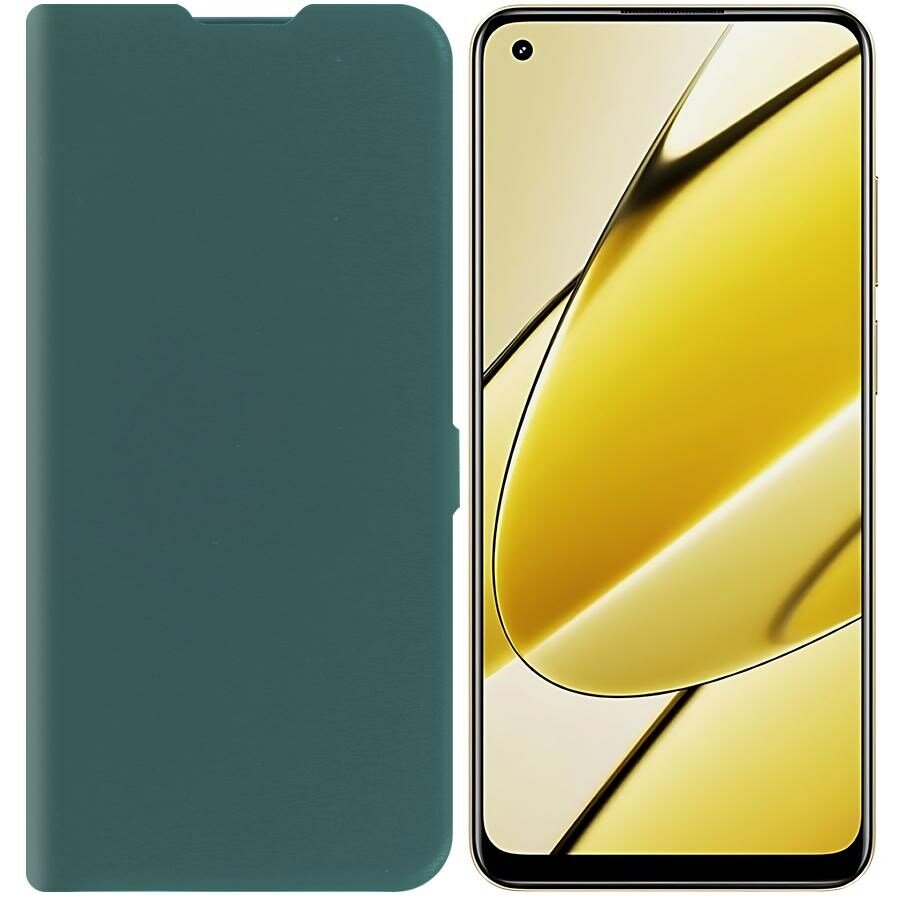 Чехол-книжка Krutoff Eco Book для Realme 11 4G зелёный опал, soft touch, искусственная кожа/полиуретан
