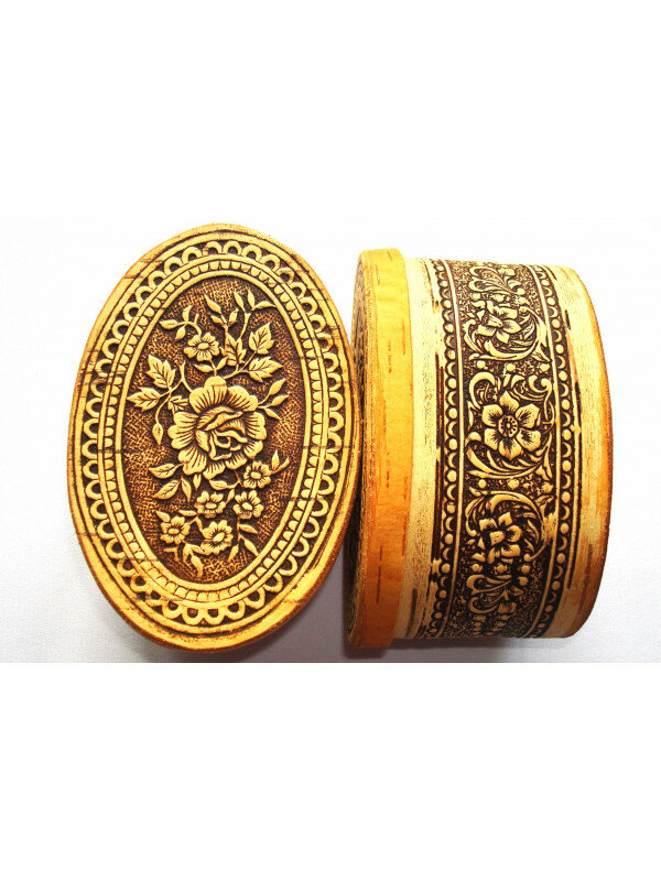 Шкатулка "Роза" 11*8*5,5см. Береста. Ручная работа