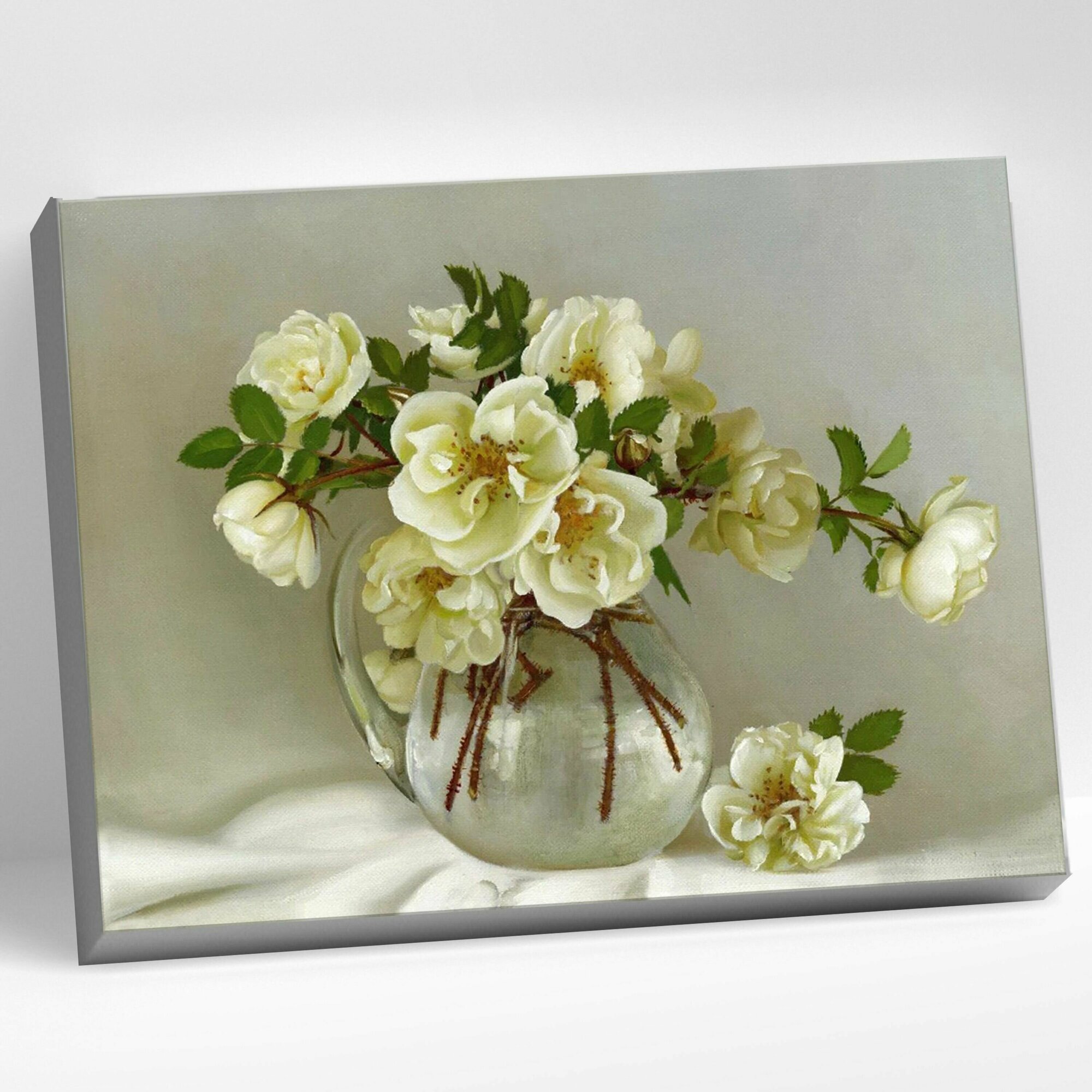 Бузин. Белые розочки 40*50