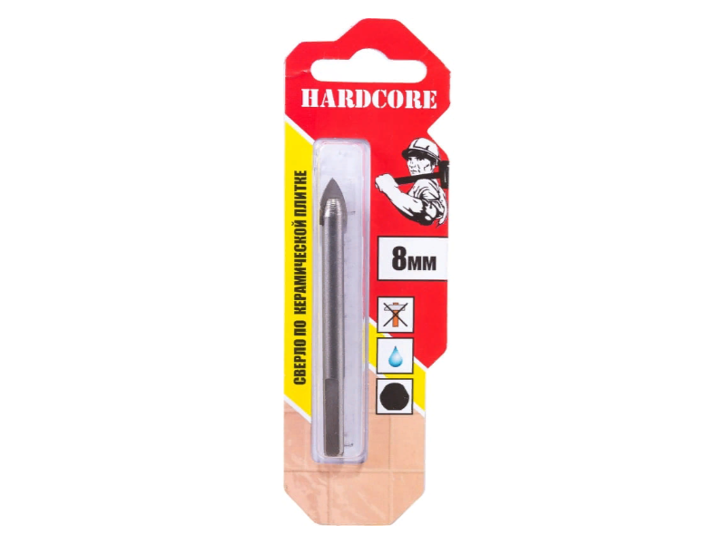 Сверло по керам. плитке и керамограниту 3-гр хвостовик 8 мм "Hardcore" (10/40/640) 153008