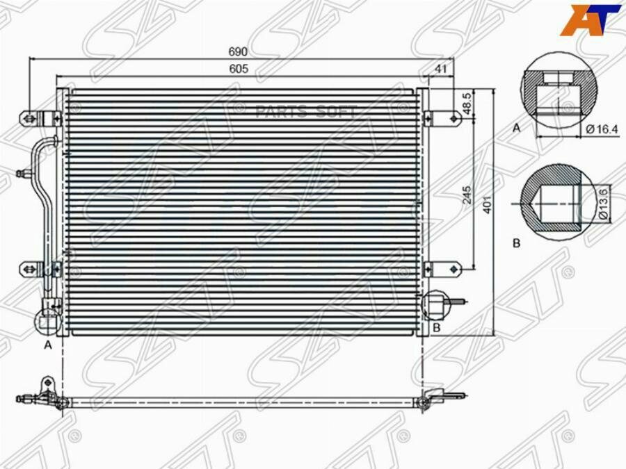 Радиатор кондиционера Audi A4 00-09 / A6 97-05 SAT ST-AD04-394-0 | цена за 1 шт