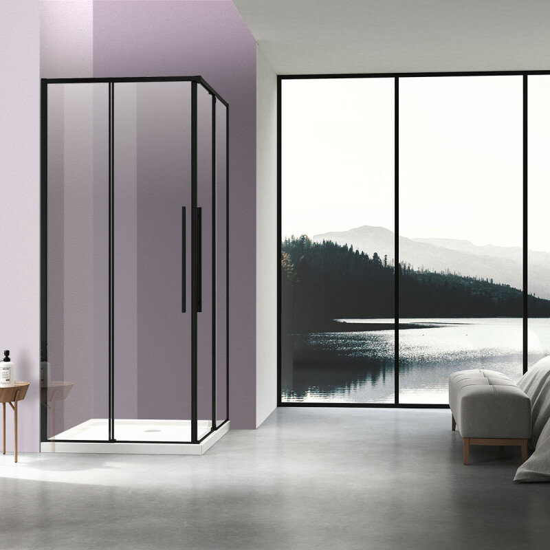 Душевой уголок 100×80 см Vincea Slim-N VSS-4SN8010CLB прозрачное