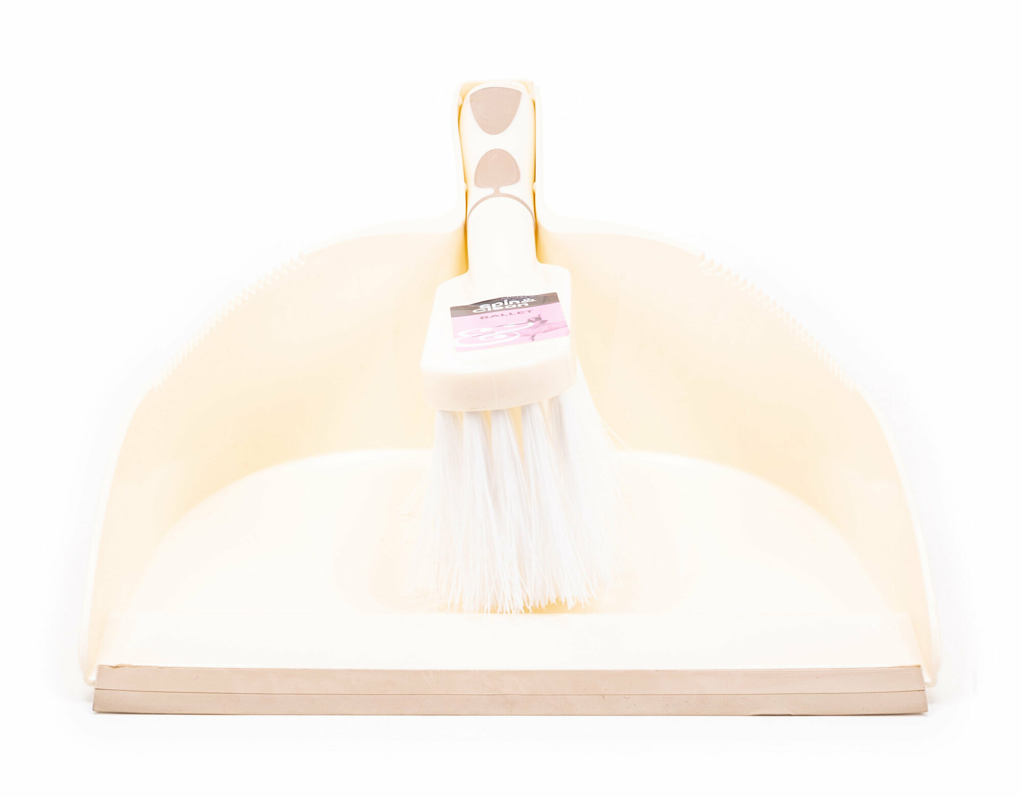 Щетка для уборки Spin&Clean / Спин энд Клиан Ballet с совком с антискользящей ручкой, пластик, бежевый, колодка 215мм / метелка