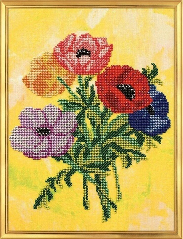 Набор для вышивания Радуга бисера #В-223 Анемоны, Вышивка бисером, 28 x 34 см