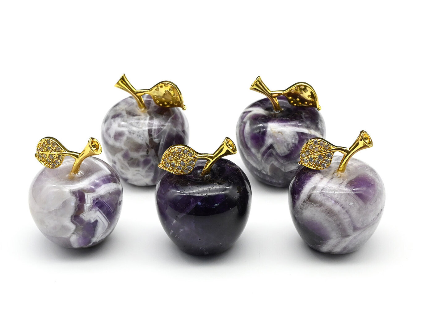 Яблочко из аметиста, листик золотистый 28*35мм .