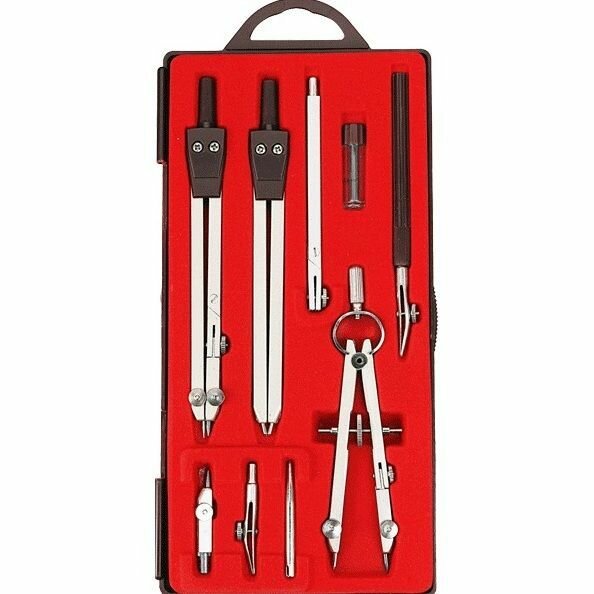 Готовальня 9 предметов, 135 мм, металл, пластиковый футляр, deVENTE