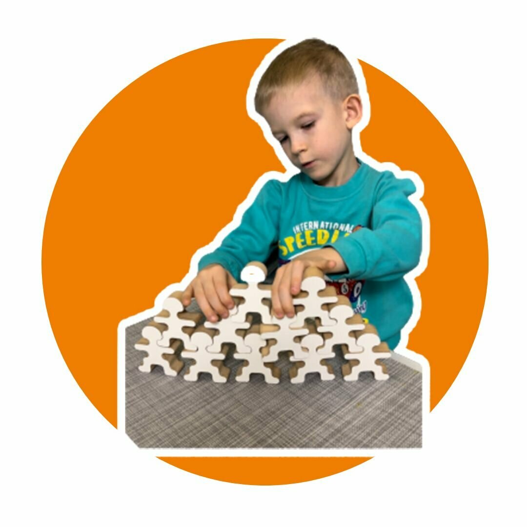 Деревянный Балансир "Человечки" 15 шт / развивающая игра по методике Монтессори