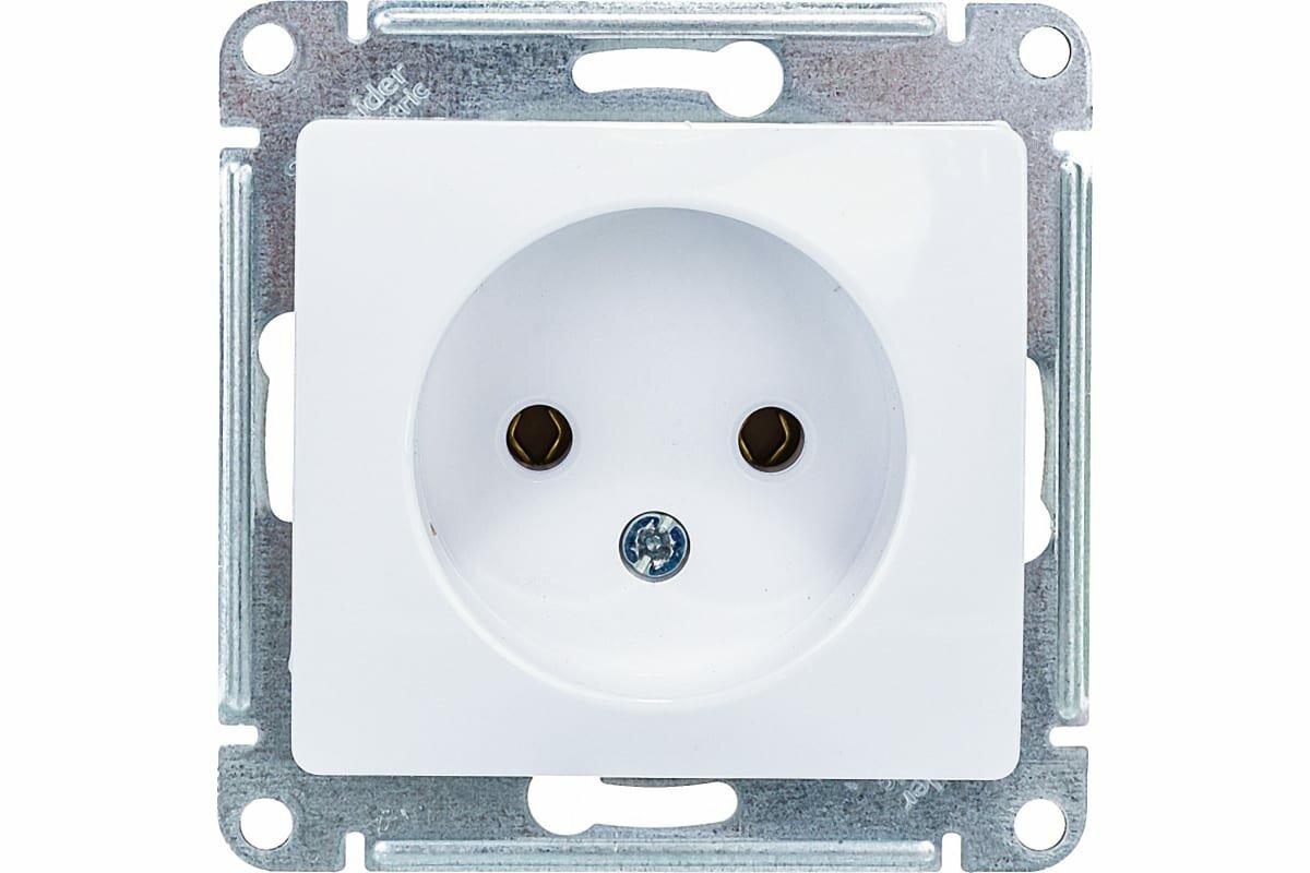 Механизм розетки Systeme Electric Glossa без заземления белый (комплект из 2 шт)