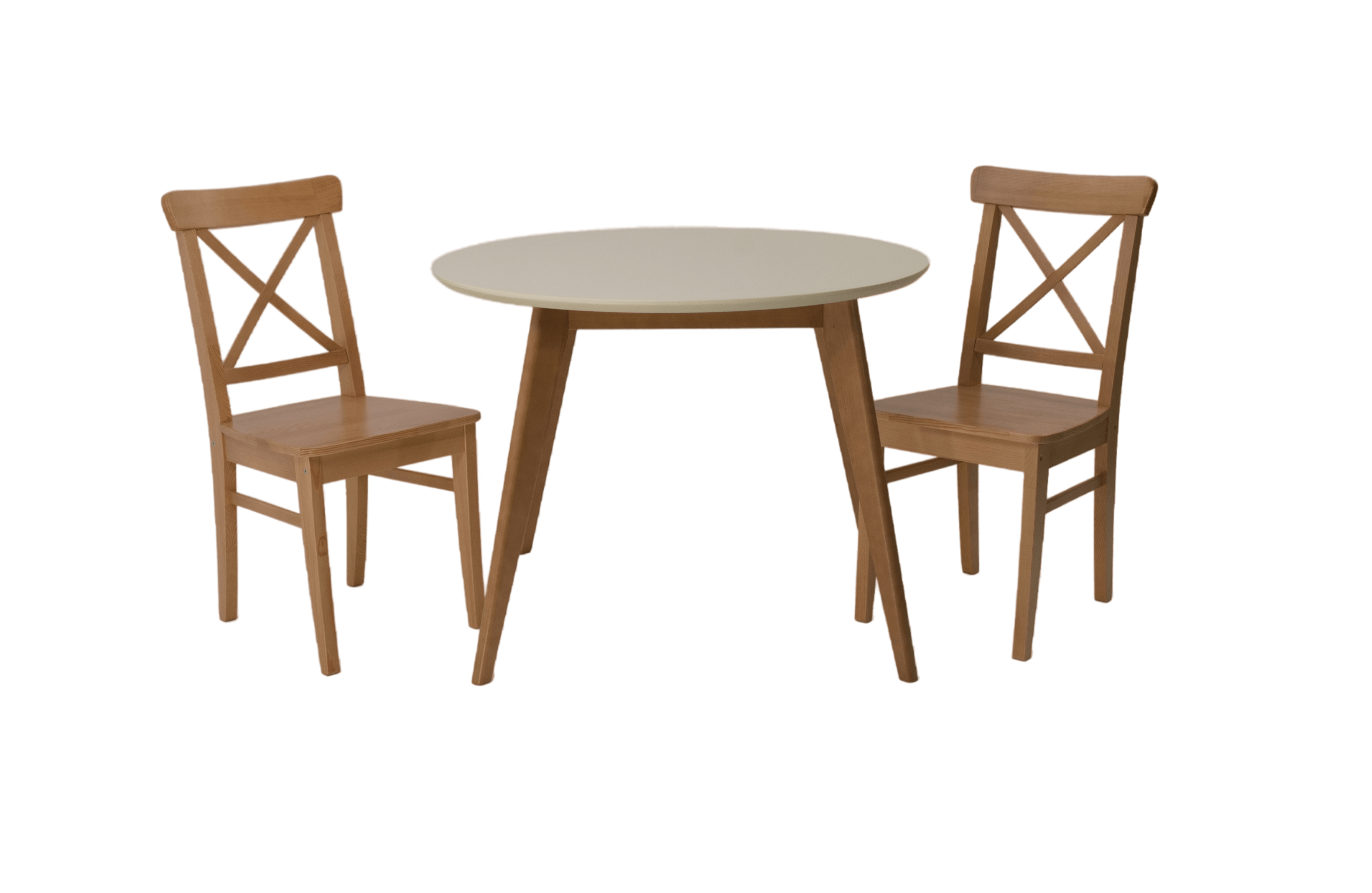 Стол ZiP-mebel Сканди К 100 со стульями Ингольф Натур/Слоновая Кость