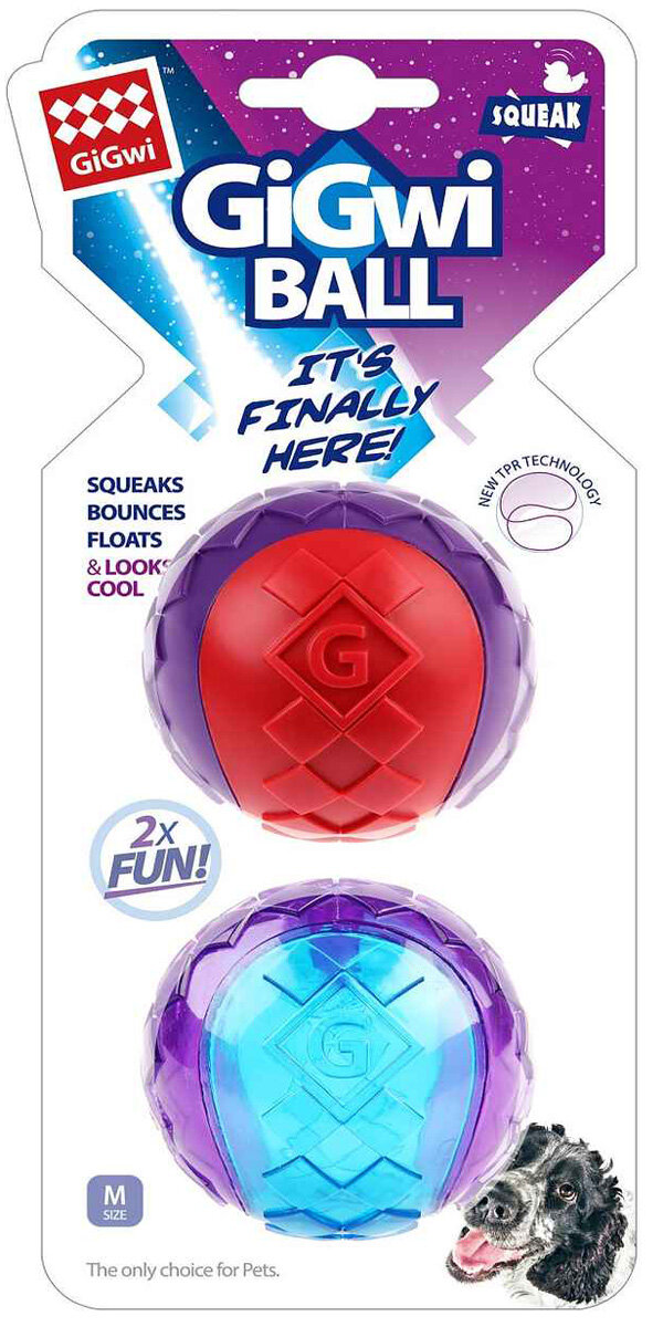 Игрушка для собак GiGwi Ball два мяча с пищалкой 8 см (1 шт)