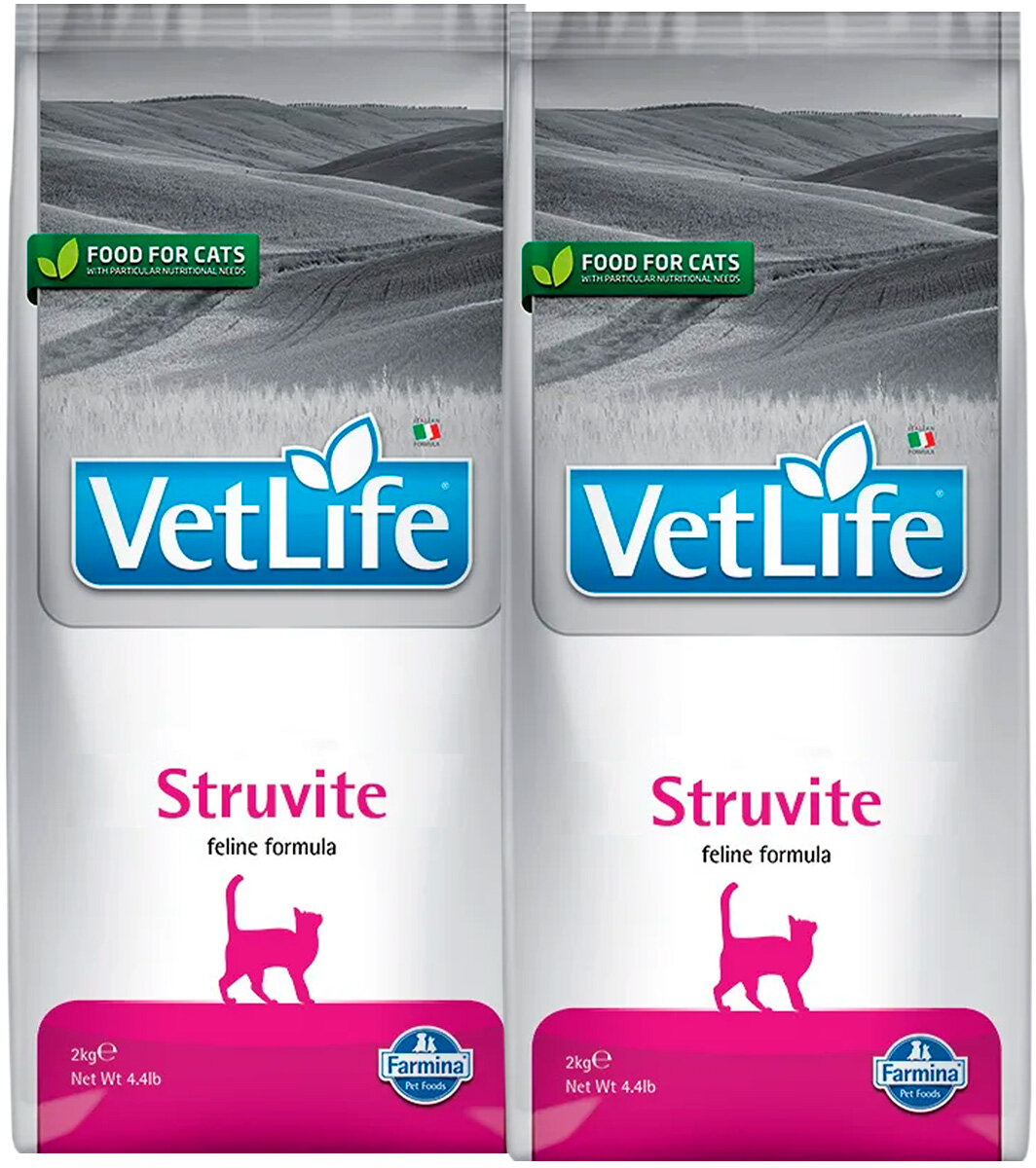 FARMINA VET LIFE FELINE STRUVITE для взрослых кошек при мочекаменной болезни струвиты (2 + 2 кг)