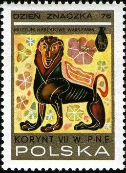 (1976-041) Марка Польша "Сфинкс" День почтовой марки. Коринфские вазы III O