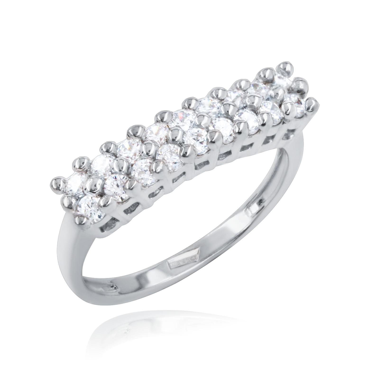 Кольцо помолвочное Гильдия Мастеров.ру, серебро, 875 проба, родирование, фианит