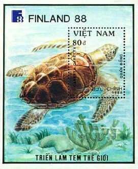 (1989-055) Блок марок Вьетнам "Морская черепаха" Черепахи III