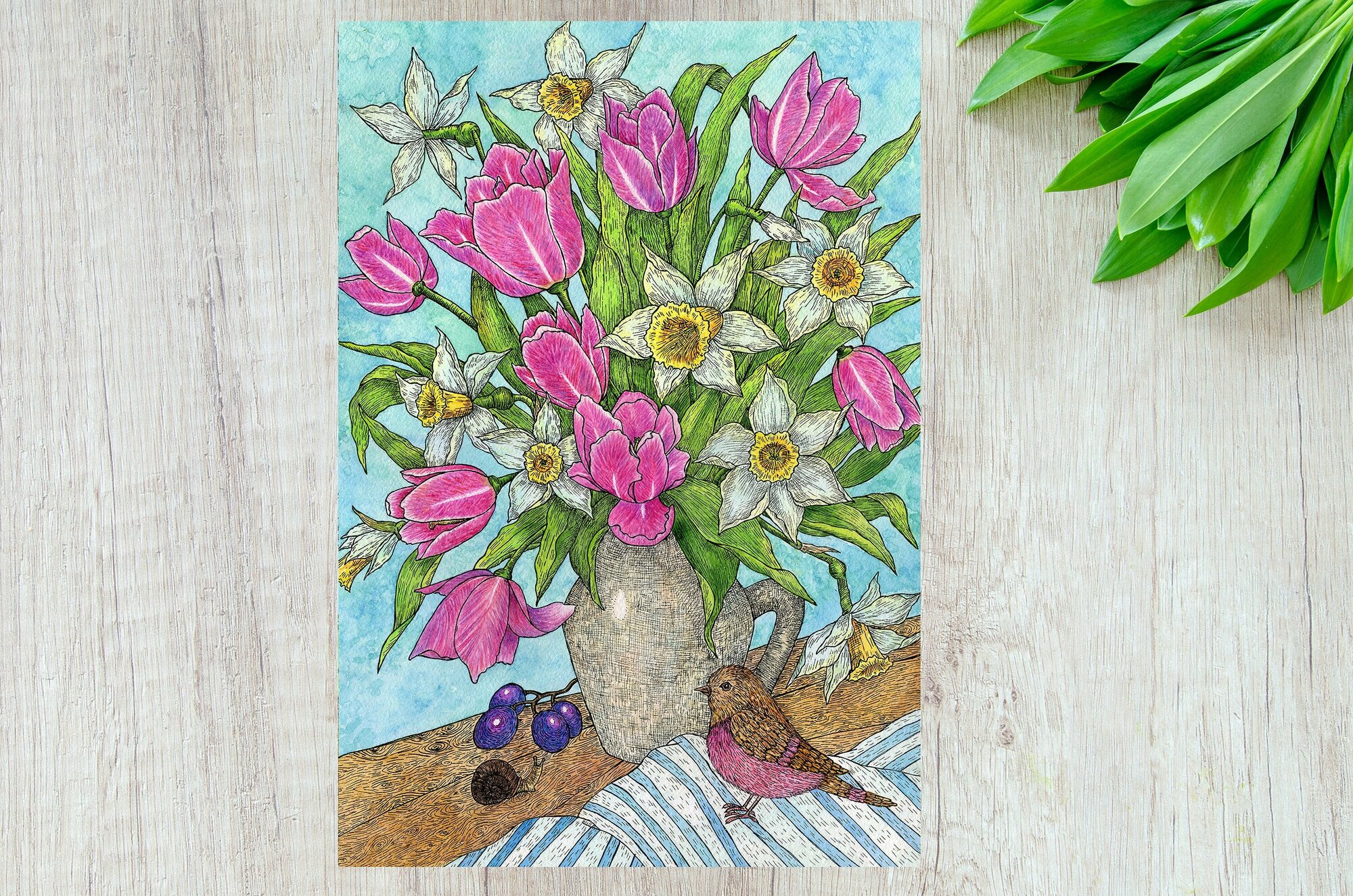 Набор открыток для посткроссинга с цветами и букетами 6 штук