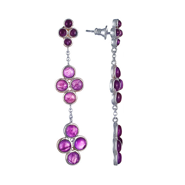 Серьги, серебро, 925 проба, аметист