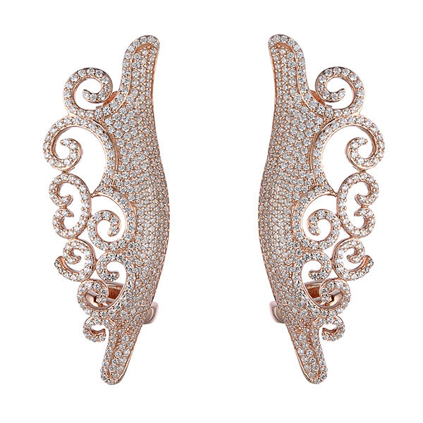 Серьги, серебро, 925 проба, фианит