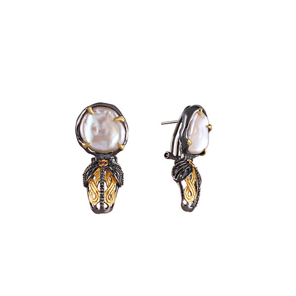 Серьги, серебро, 925 проба, гранат