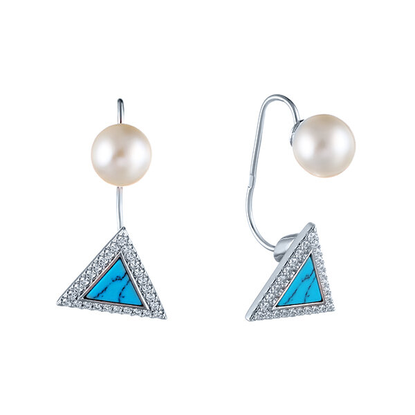 Серьги ELEMENT47, серебро, 925 проба, фианит