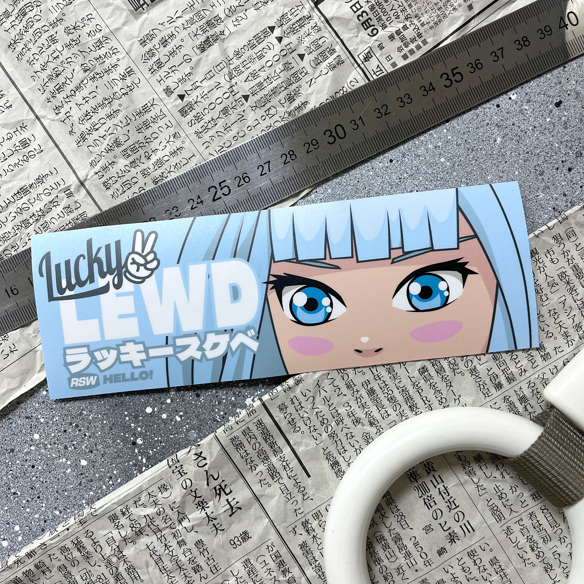Наклейка на авто, JDM slap sticker, Lucky lewd anime blue / Resource Stickers
