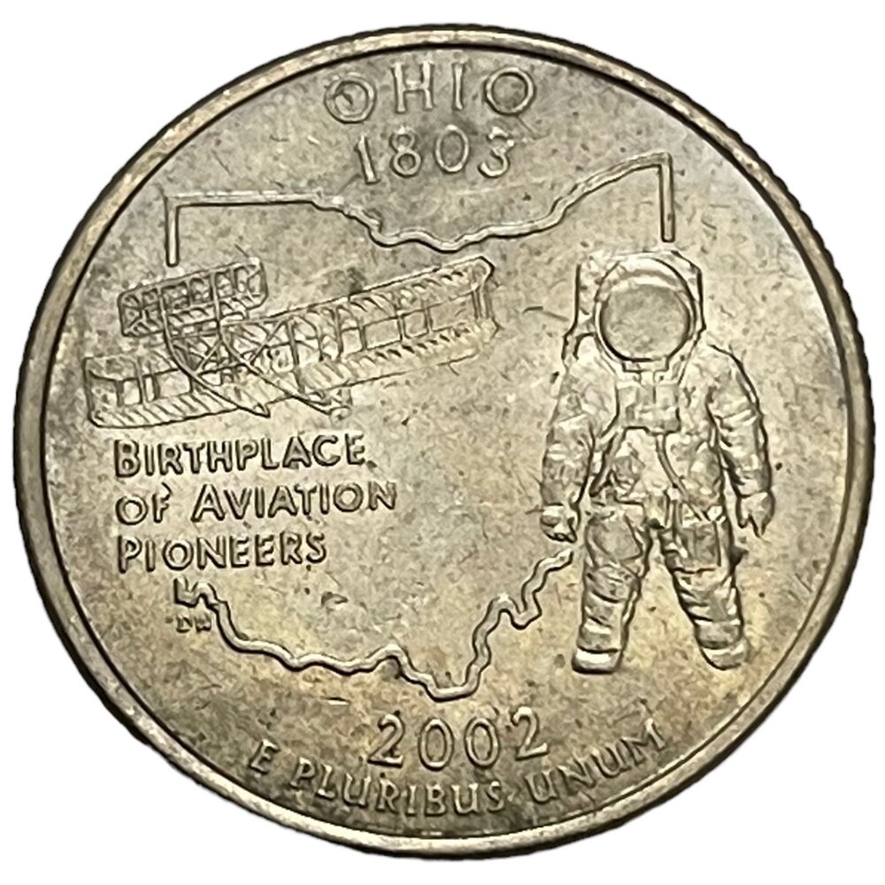 США 25 центов (1/4 доллара) 2002 г. (Квотеры 50 штатов - Огайо) (D) (CN)