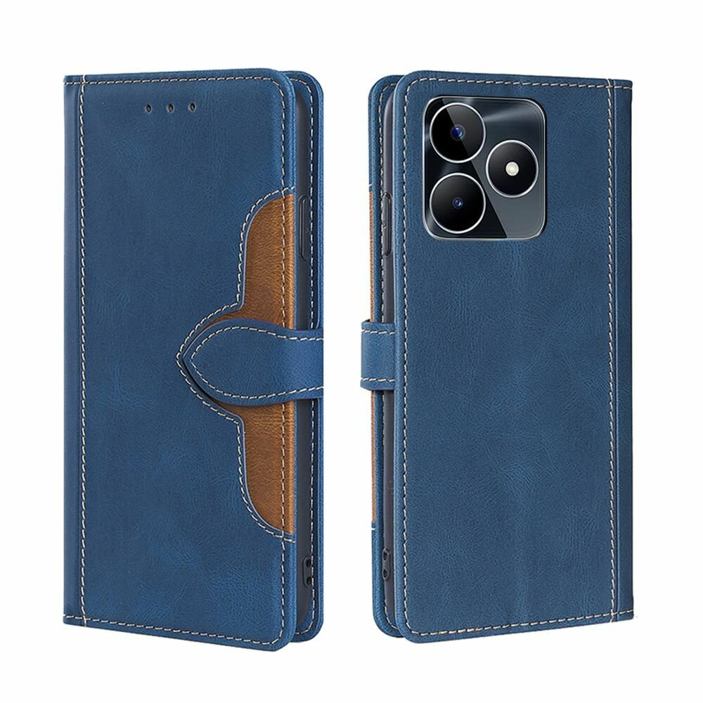Чехол-книжка MyPads, для Realme, C53/Narzo, N53, силикон, трансформация в подставку, синий