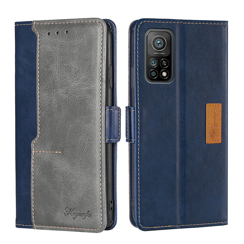 Чехол-книжка MyPads для Xiaomi Mi 10T / 10T Pro / Сяоми Редми Нот 10t Про (Синий + серый)