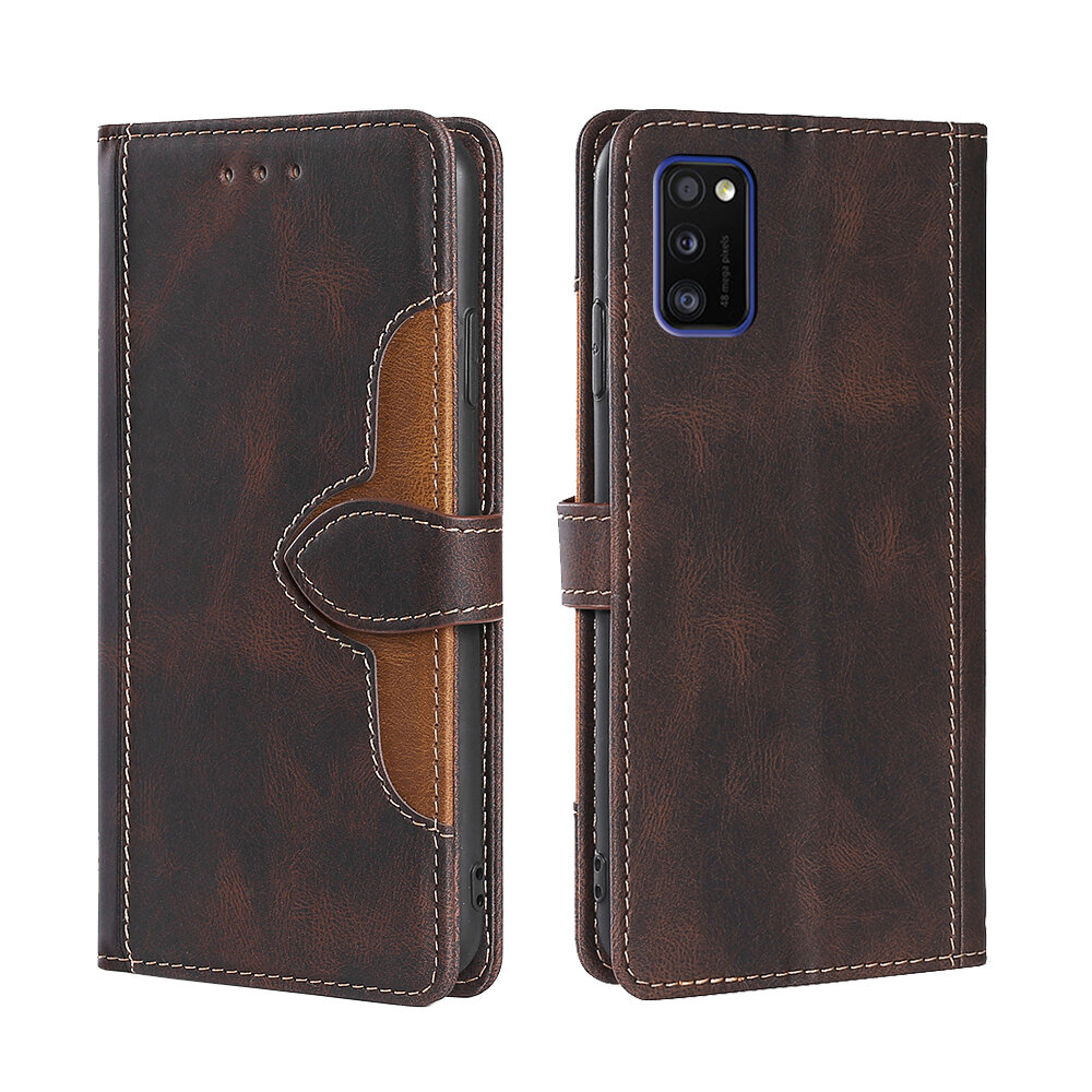 Чехол-книжка MyPads для Samsung Galaxy A41 (SM-A415F) / Самсунг А41, узор в сочетании с другим цветом (коричневый)