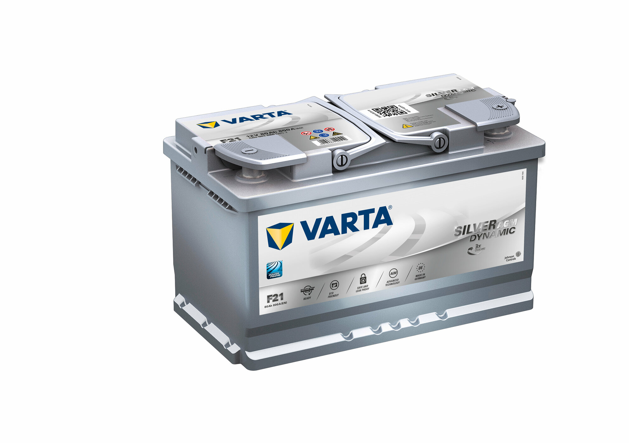 Аккумулятор Silver Dynamic AGM 12V 80AH 800A 315х175х190 Полярность 0 Клеммы 1 Крепле Varta 580901080