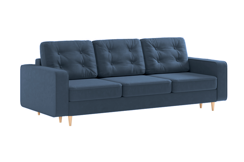 Диван-кровать, трехместный Хэппи, Легкомаркет, в цвете темно-синий (Велутто 26), блок независимых пружин