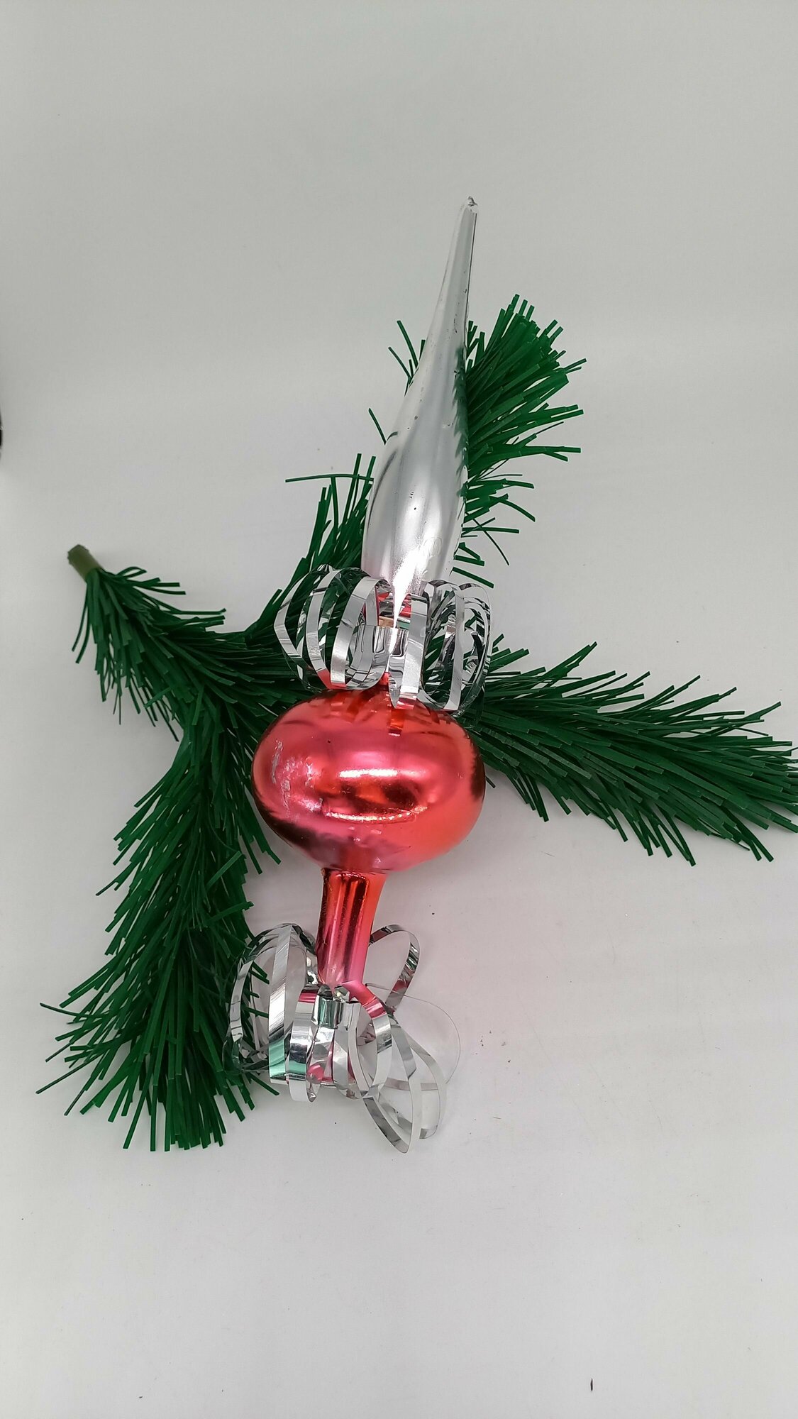 Винтажная советская ёлочная игрушка наконечник на елку, стекло, СССР