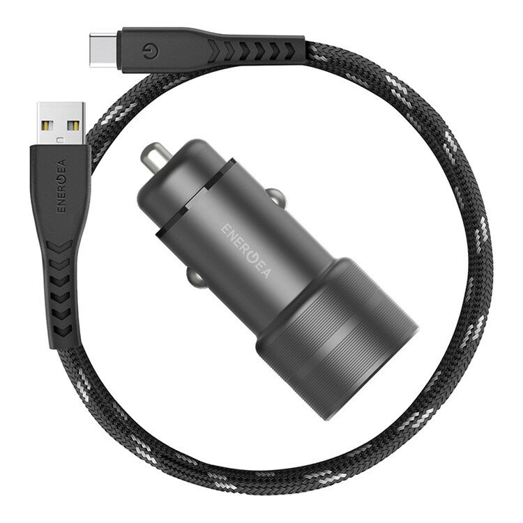 EnergEA Автомобильное зарядное EnergEA Alu Drive PD20+ Kit USB-C PD/USB QC3.0 + кабель Nyloflex USB-A/USB-C (1.5 м)