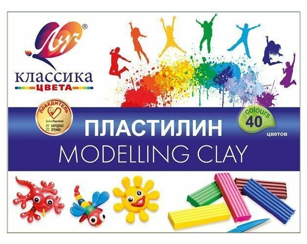 Пластилин Луч классика 40 цветов, 800 г, со стеком