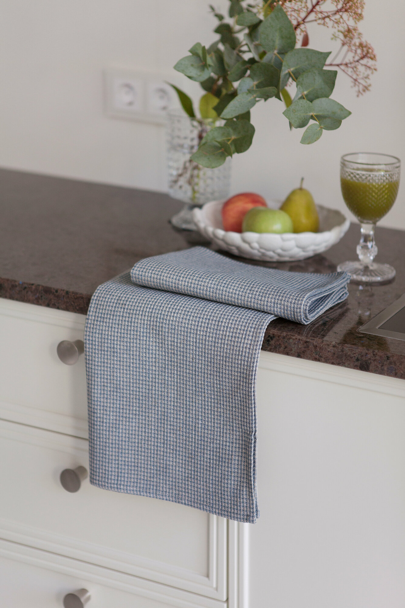 Кухонные полотенца 2 штуки, Люксбери (Luxberry), 60% хлопок/40% лён, синий