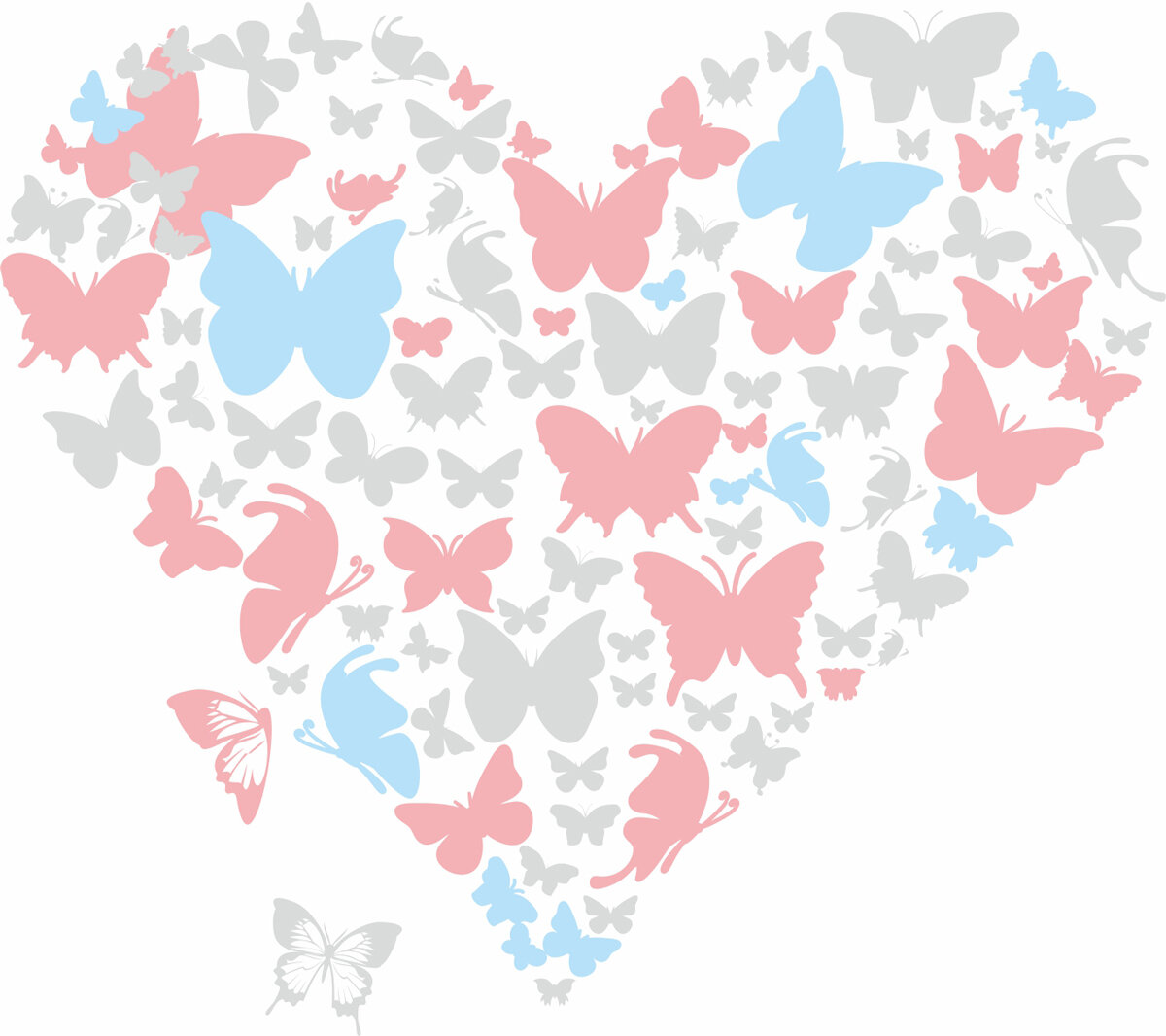 Gamma Термоаппликация M-620 №06 1 шт Сердце из бабочек 11.5×10 см для тканей и одежды