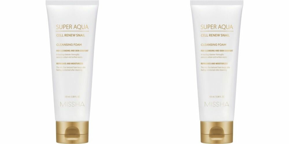 Missha Пенка для умывания Aqua Cell Renew Snail с секрецией улитки, 100 мл, 2 шт
