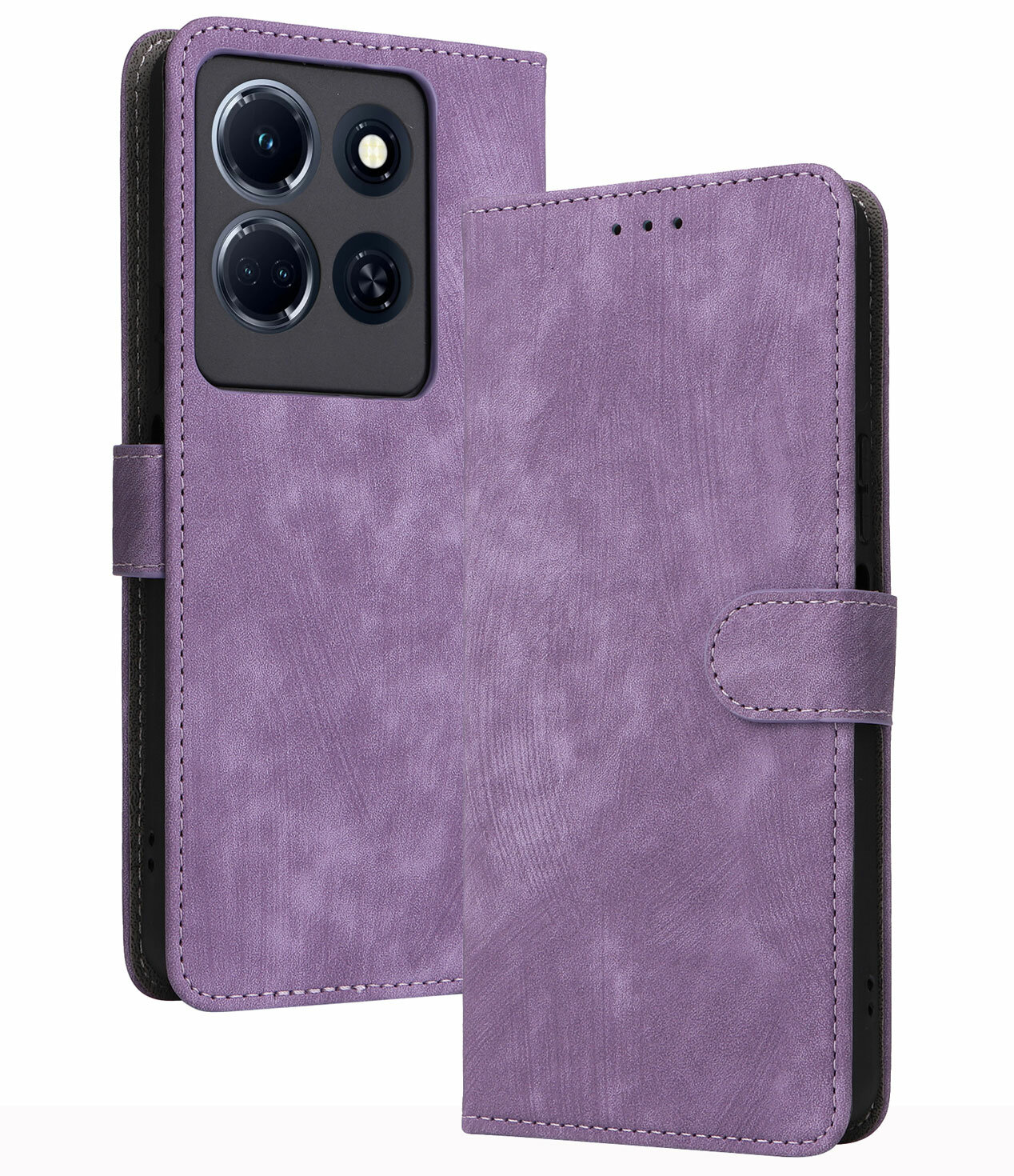 Чехол книжка для Infinix Note 30 Vip c магнитной застежкой / Инфиникс Нот 30 Вип c отделением под карты (фиолетовая)