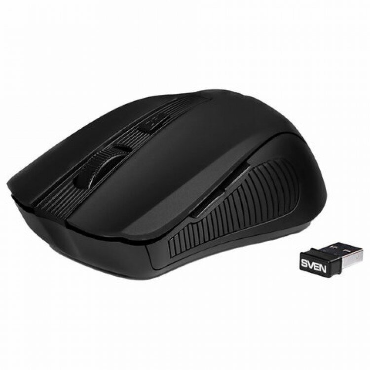 Мышь беспроводная SVEN RX-350W, 5 кнопок + 1 колесо-кнопка, оптическая, черная, SV-0195, SV-019570