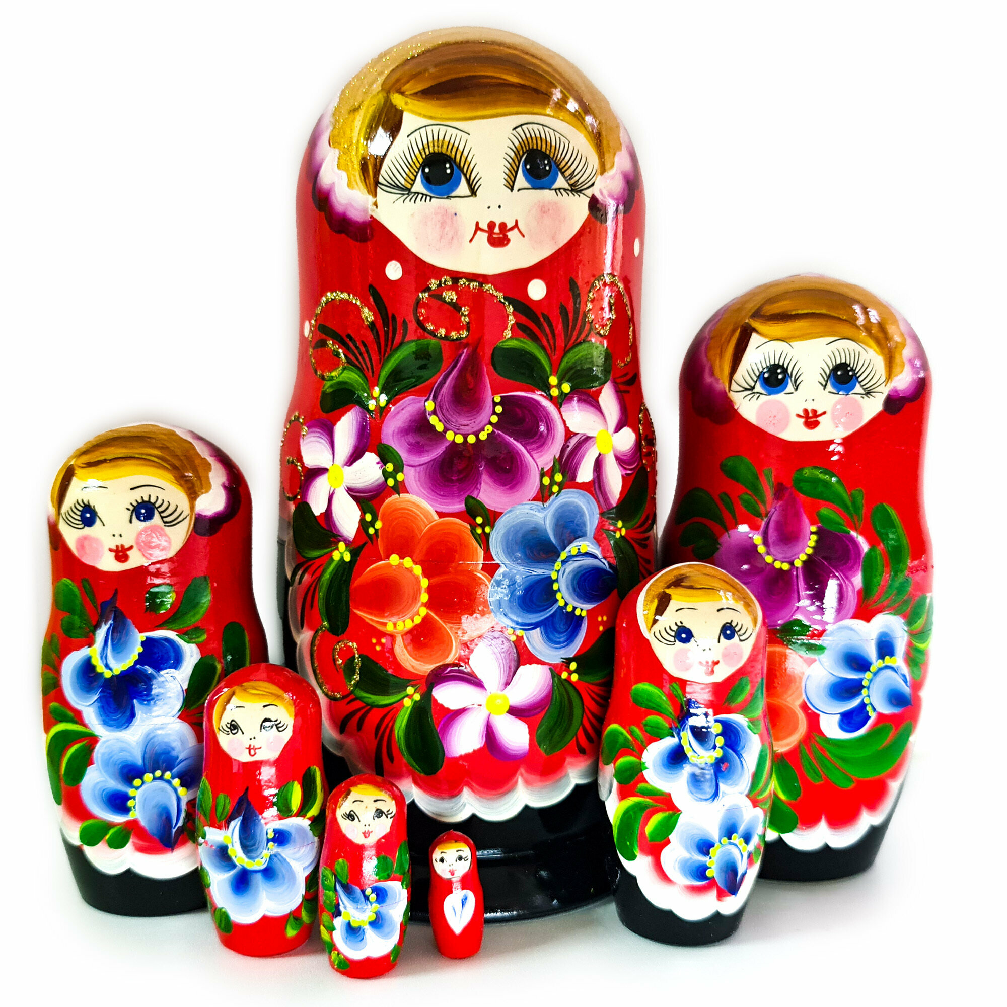 Сувенир Матрешка 200*d100мм 7 кукол красно-чёрная
