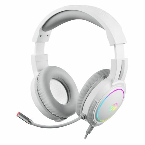 Гарнитура игровая Redragon Mento, для компьютера и игровых консолей, накладные, проводные, белый / серый [70708]