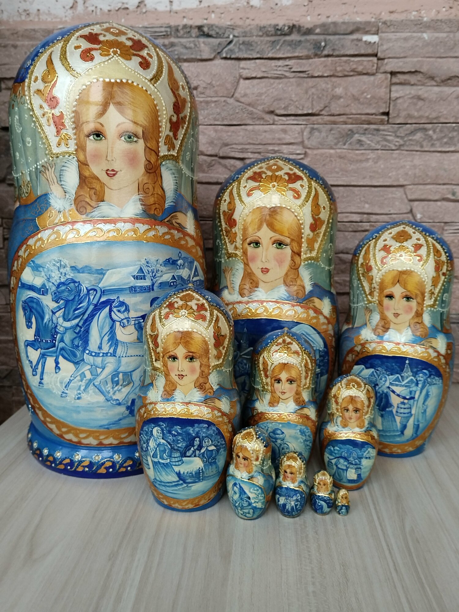 Матрёшка авторская роспись "Гжельские мотивы" художник Богословская М