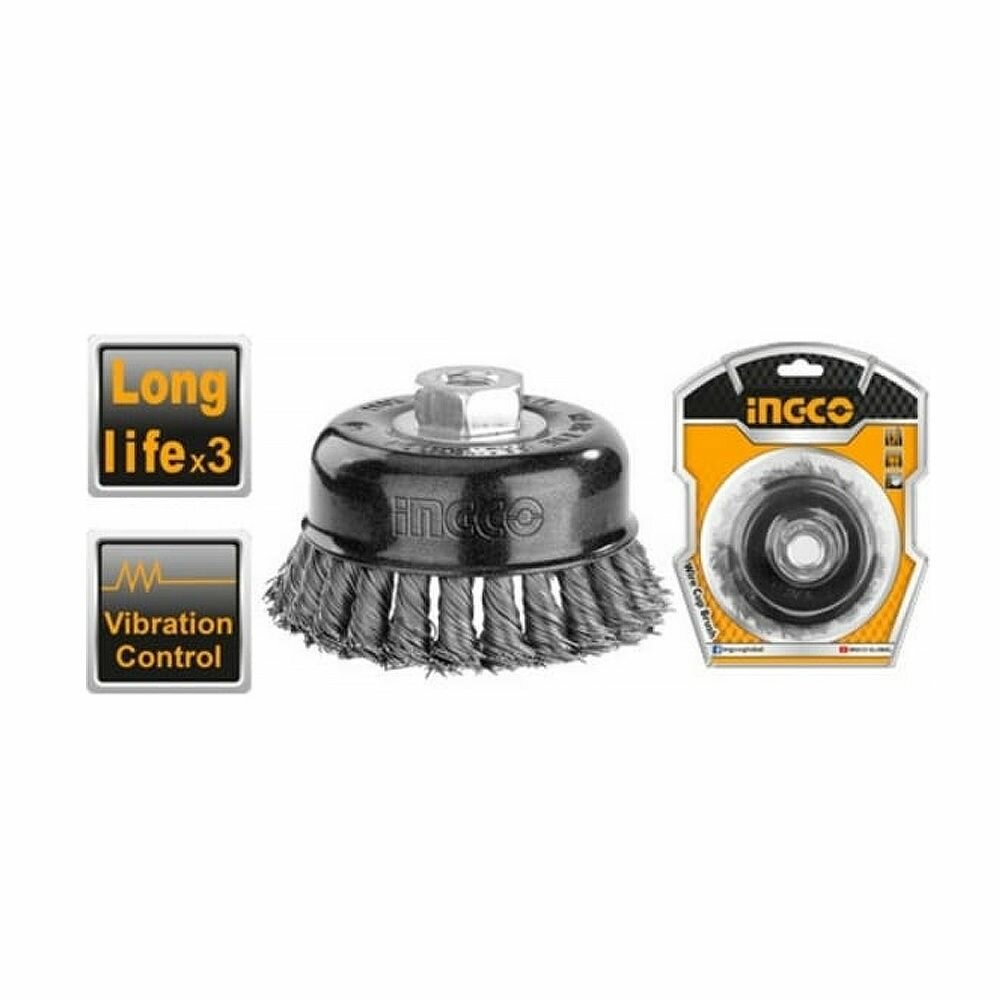 Щетка для УШМ 75мм (0,3мм) чашка провол. WB10755 INGCO INDUSTRIAL