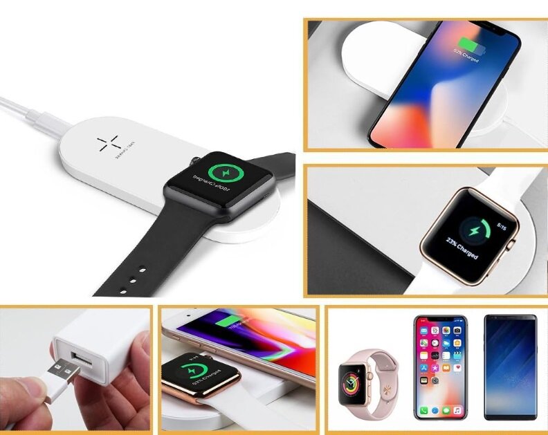 Беспроводное зарядное устройство Mini AirPower 2-in-1 Wireless Charger II, 12W, Белый/Черный