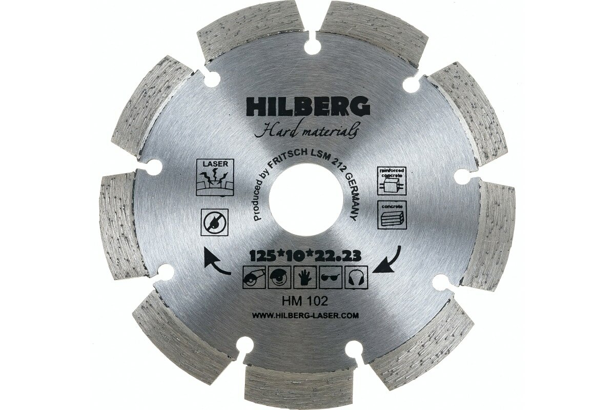 Hilberg HM102 Диск алмазный отрезной сегментный Hard Materials Laser 125x22.23 мм