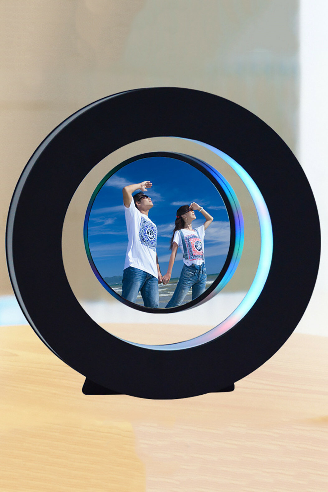 Левитирующая фото-рамка круглая черная