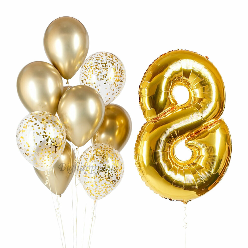 Фонтан Букет из шаров на 8 лет "Золото"