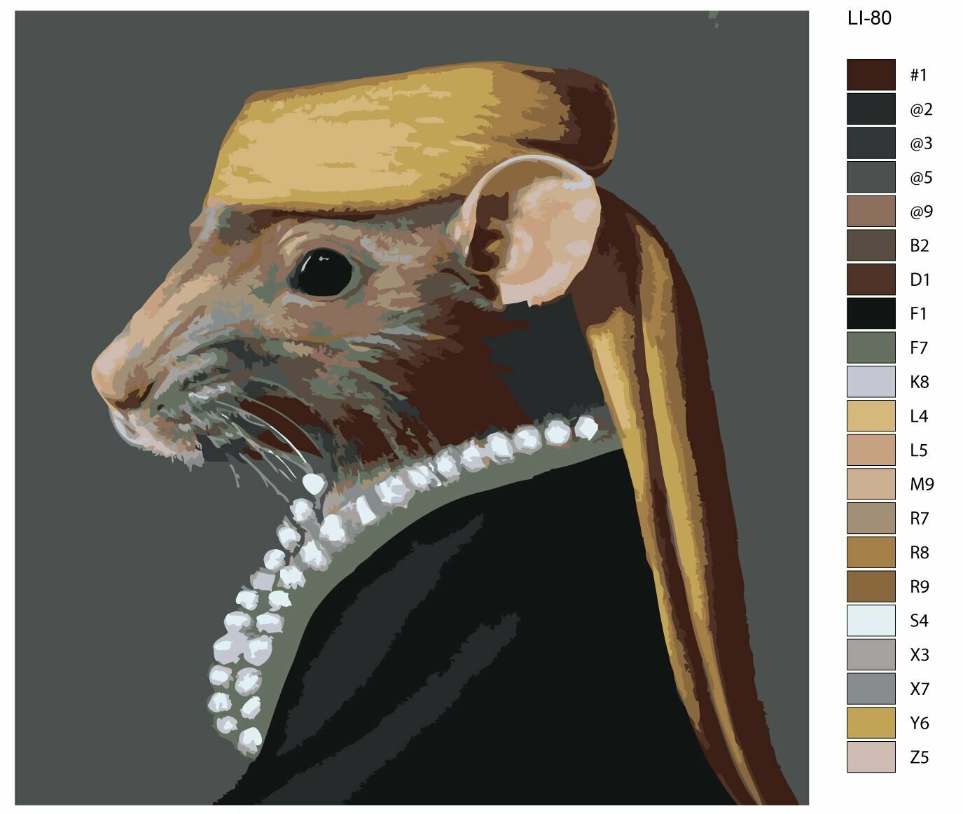 Картина по номерам,"Живопись по номерам", 48 x 48, LI-80, крыса