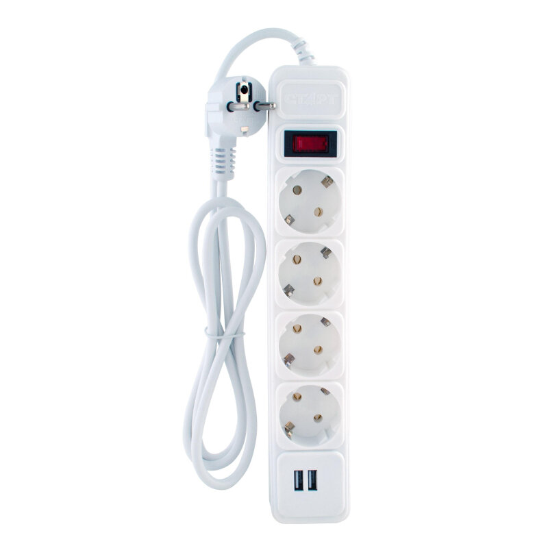 Сетевой фильтр старт С/УД-Ф SP 1 2USB ZVT 4р/1,5м 10А/2200Вт белый