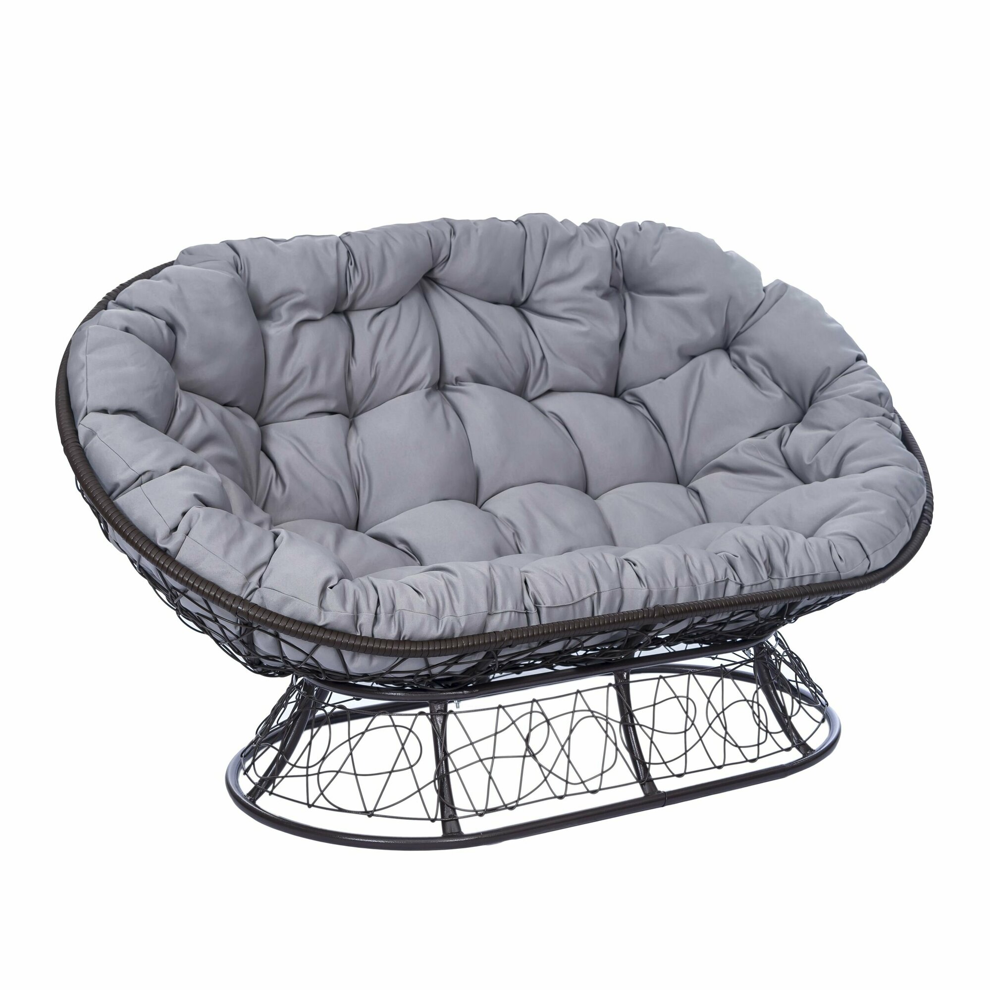 Диван садовый мамасан плюс коричневый + подушка светло-серая