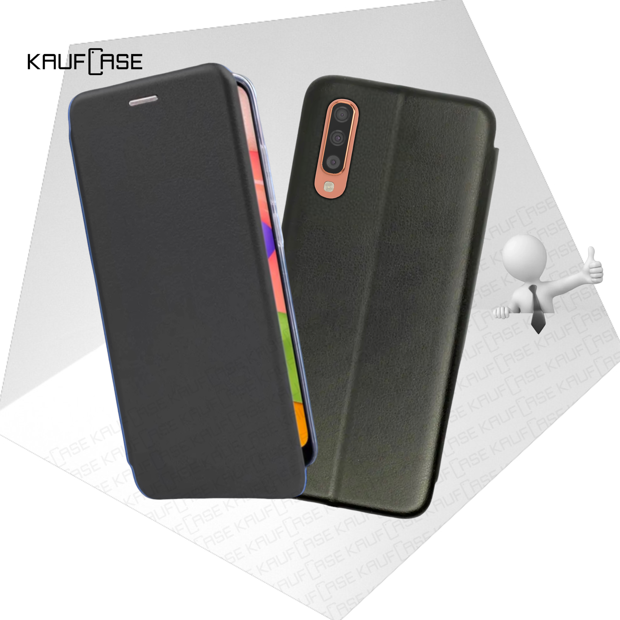 Чехол книжка для телефона Samsung A50 (A505)/ A30s (A307) (6.4"), черный. Текстура под кожу